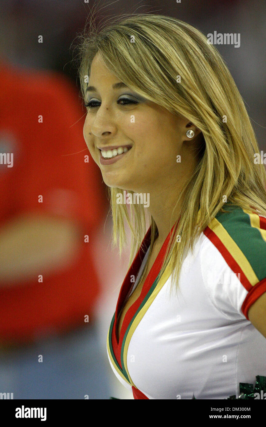 Houston Aeros dancer Meghan excites the crowd during the second ...