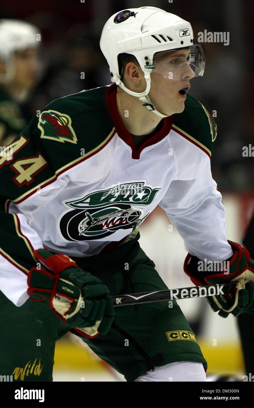 Houston Aeros Defenseman Justin Falk (44) looks for the pass at the ...