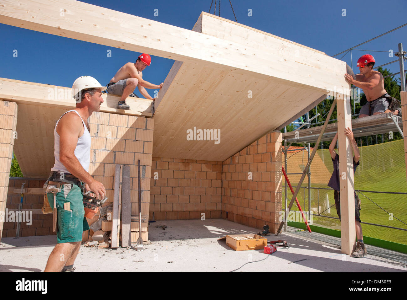 Switzerland Europe timber-frame construction wooden building roof work ...