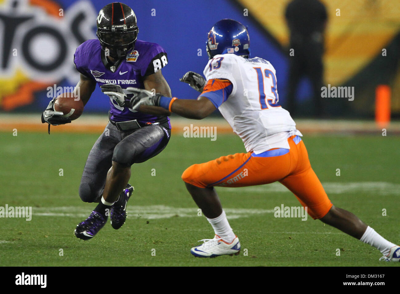 Boise State Broncos battle against the TCU Horned Frogs in the 39th ...