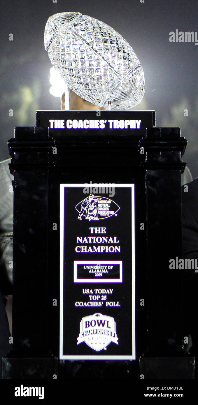 the 2010 BCS National Championship Tropy..#1 Alabama defeated #2 Texas ...