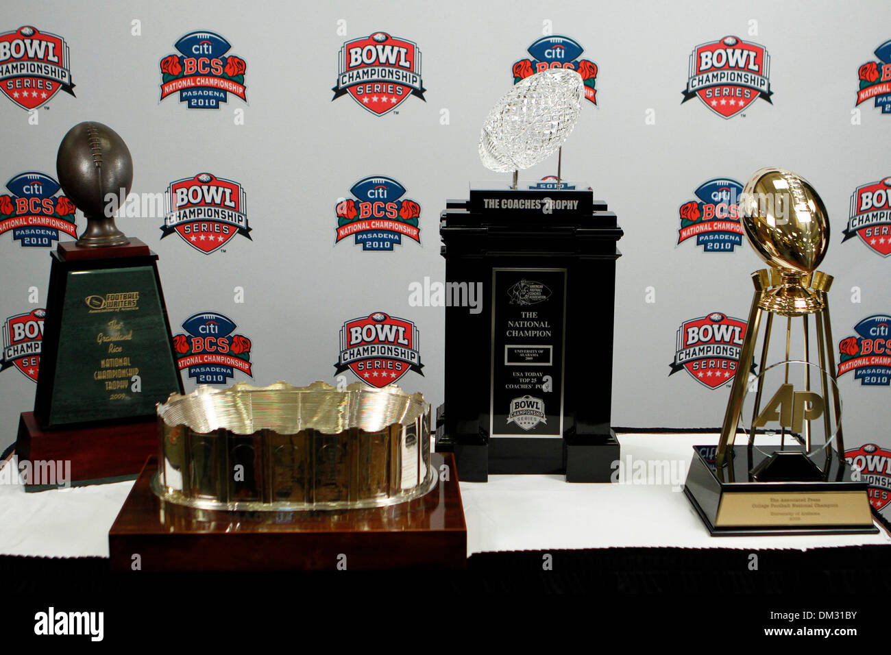 Four of the Alabama National Championship trophies are on display ...