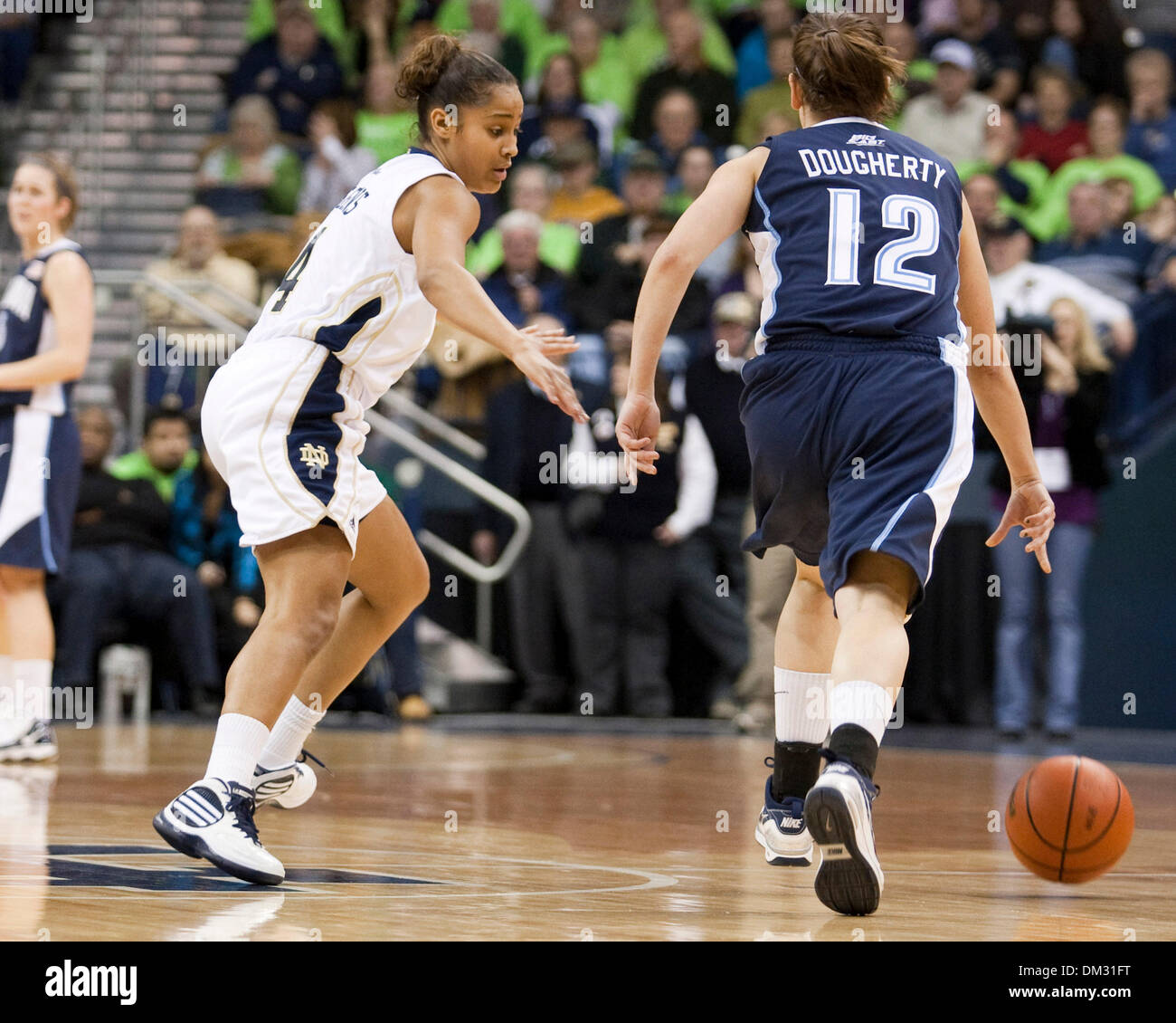 Notre Dame Guard Skylar Diggins (4) and Villanova Guard Kyle Dougherty ...