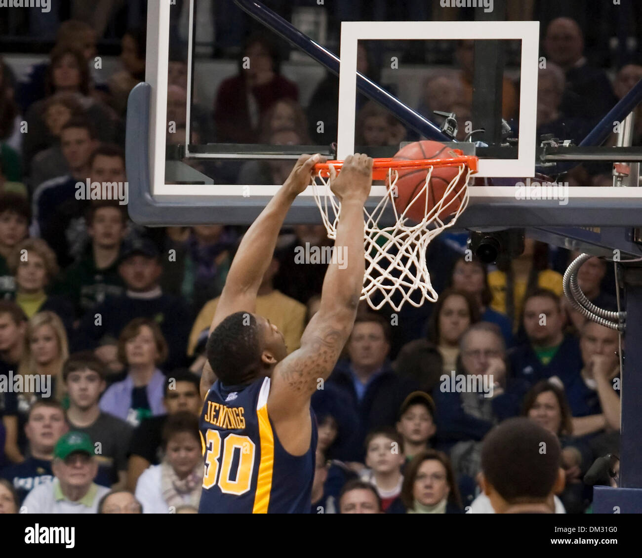 Forward Danny Jennings (30) in game action between the Notre Dame ...