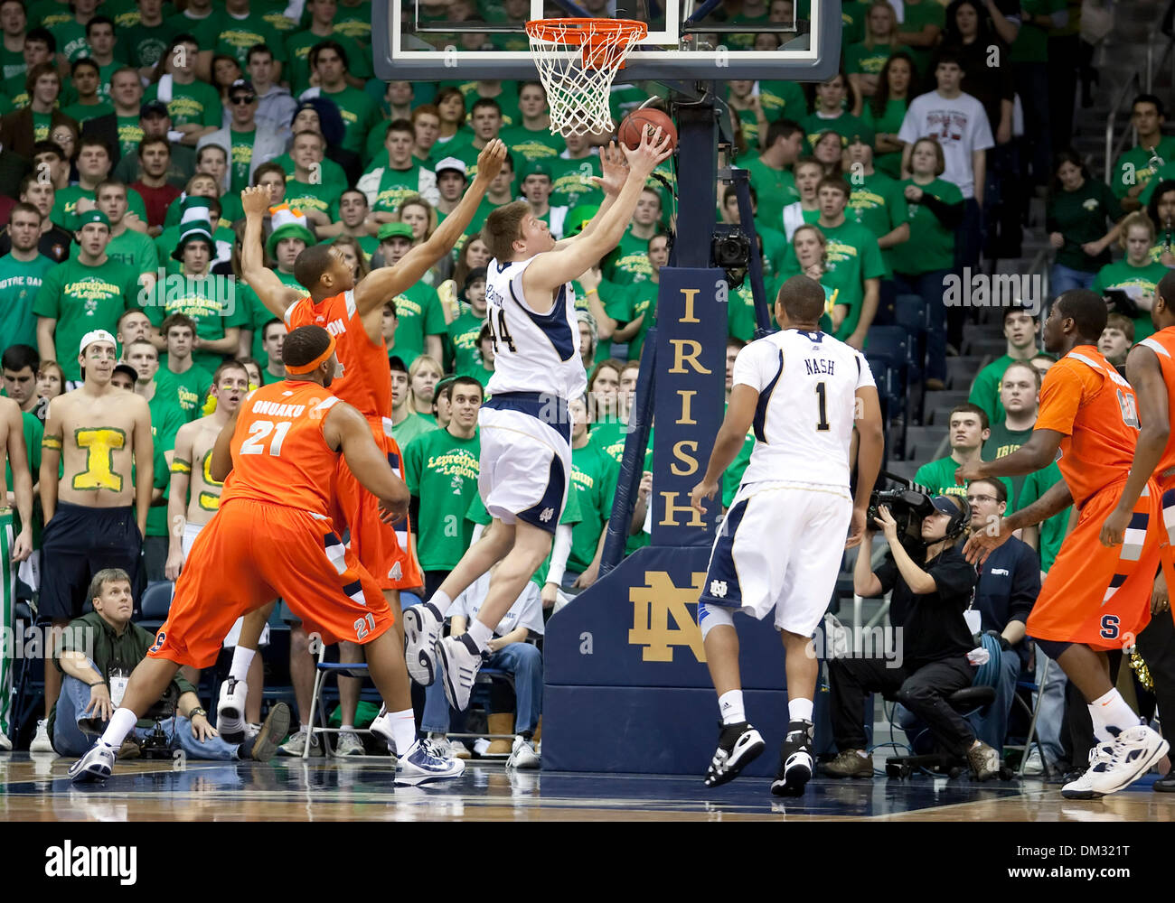 Notre Dame Forward Luke Harangody (44) in game action between the Notre ...