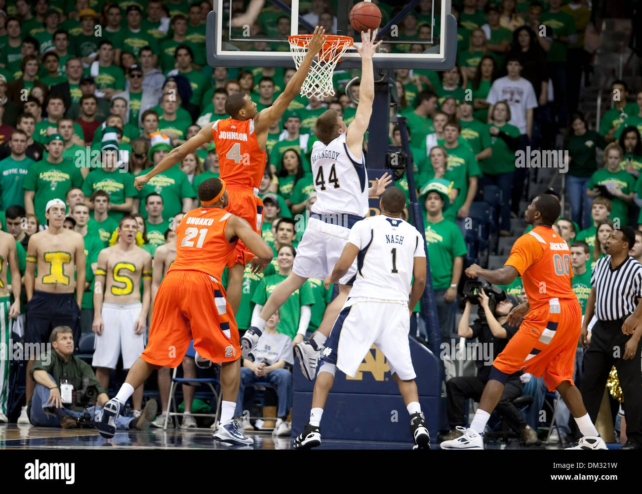 Notre Dame Forward Luke Harangody (44) in game action between the Notre ...