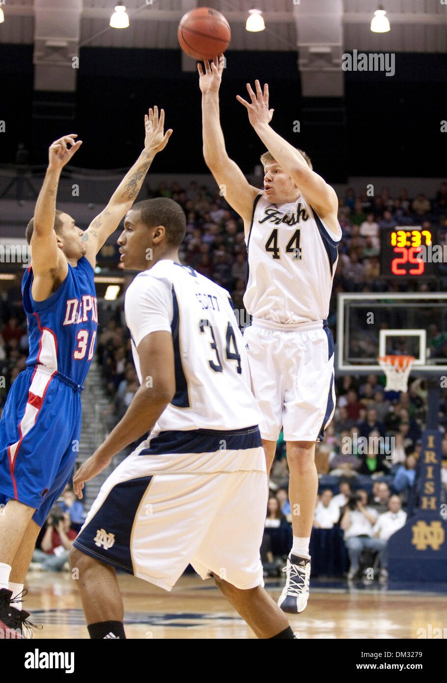 Notre Dame Forward Luke Harangody (44) in game action between the Notre ...