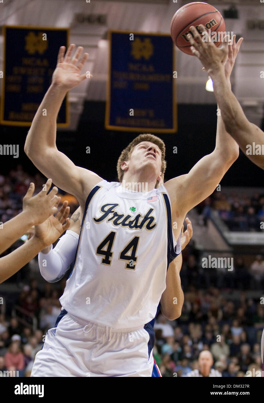 Notre Dame Forward Luke Harangody (44) in game action between the Notre ...