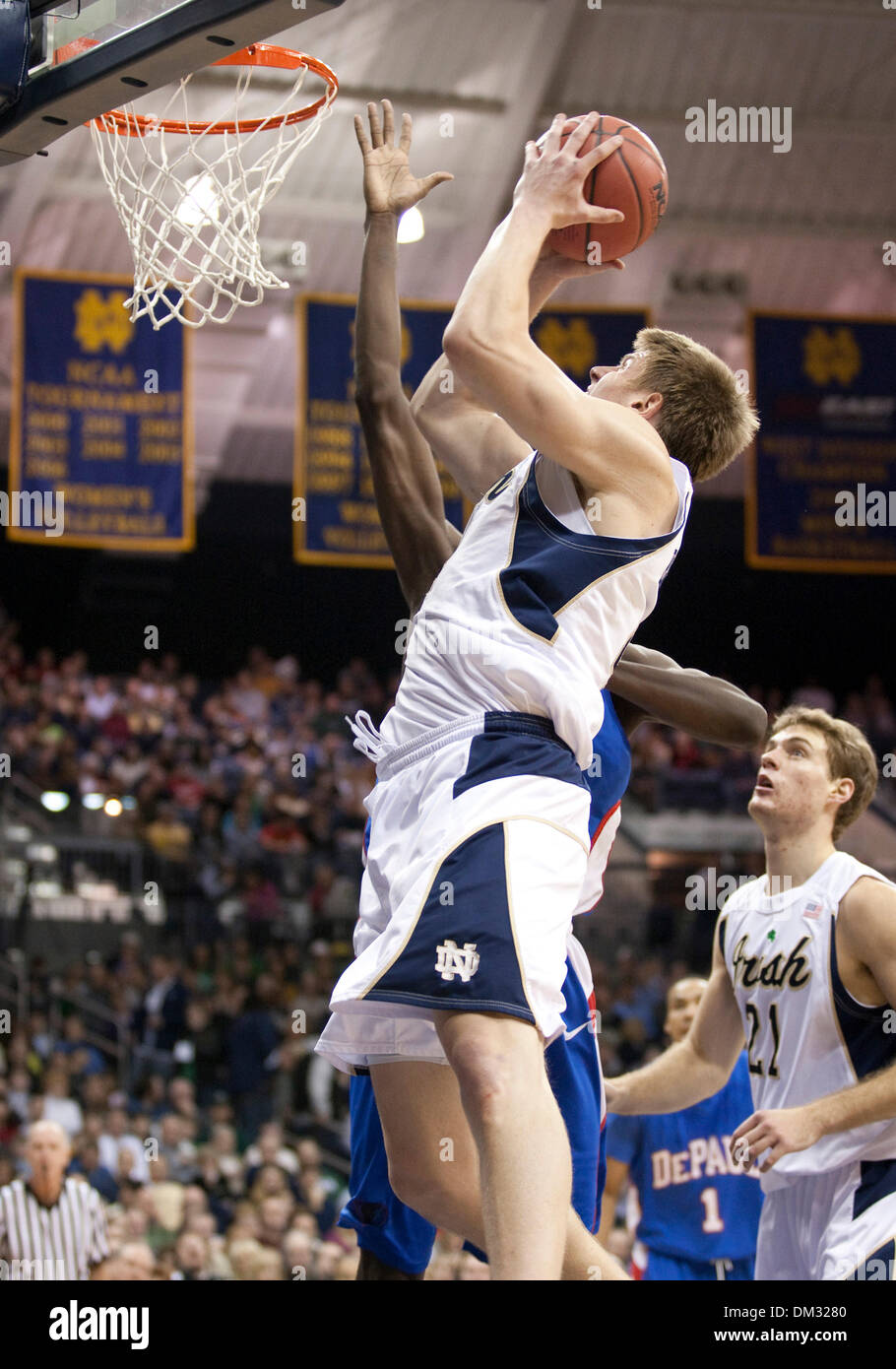 Notre Dame Forward Luke Harangody (44) in game action between the Notre ...