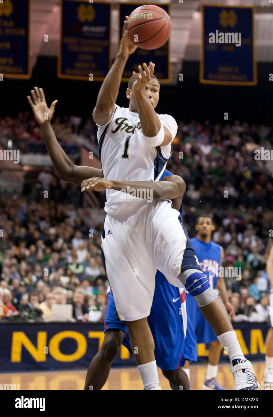 Notre Dame Forward Tyrone Nash (1) in game action between the Notre ...