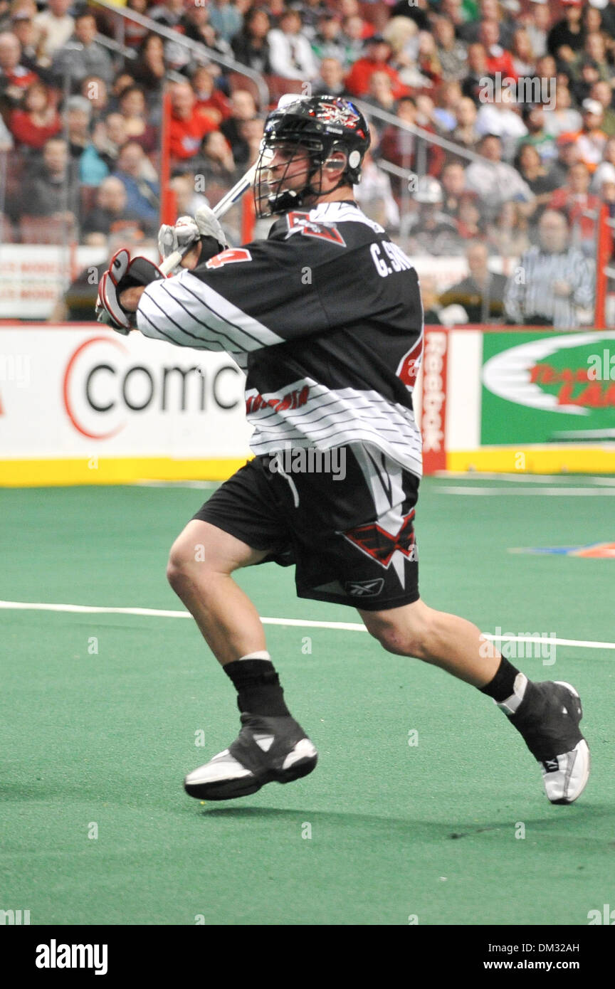 Philadelphia Wings Defensemen Taylor Wray #44 shhots. The Mammoth went ...