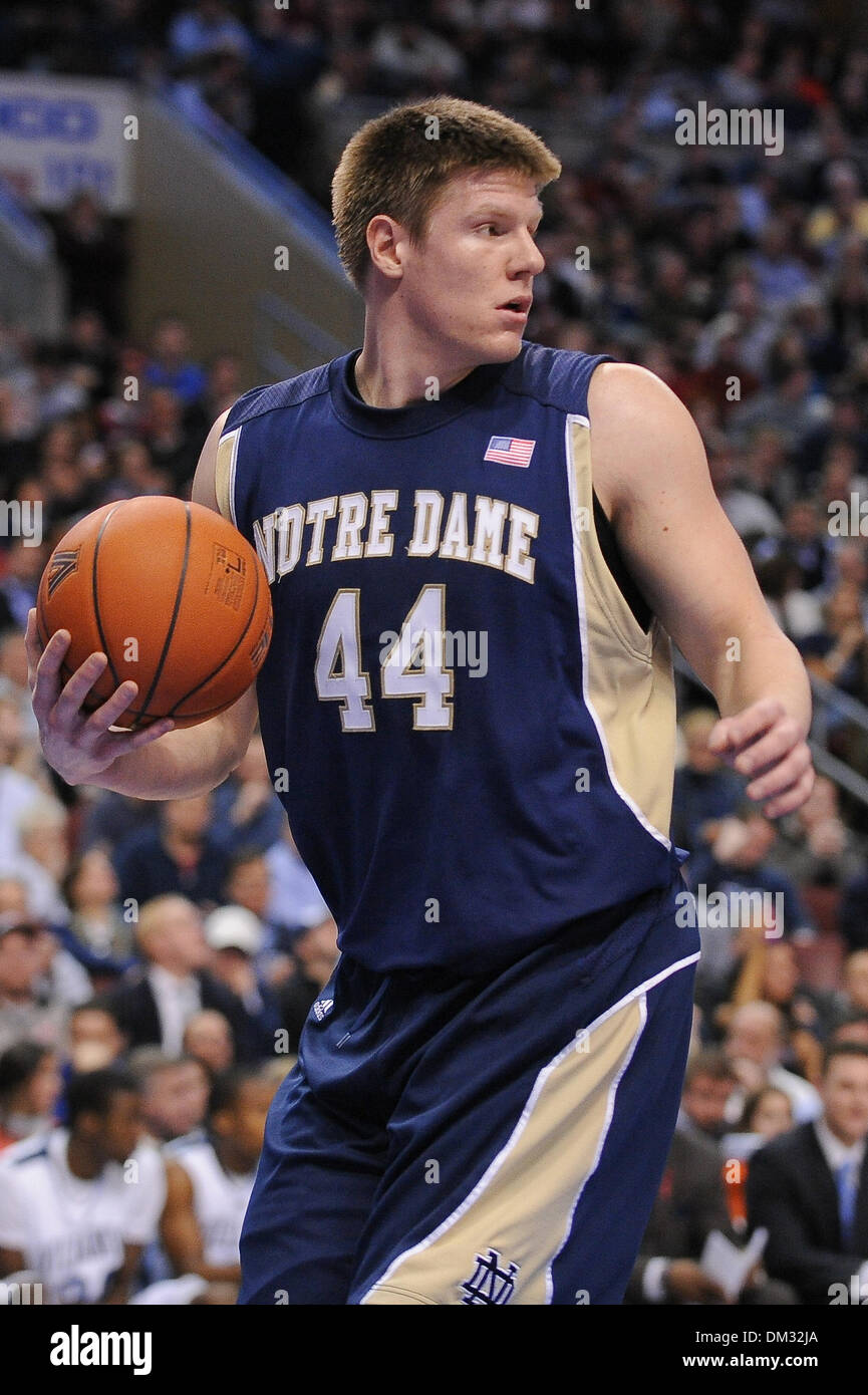 Notre Dame forward Luke Harangody #44 looks down court after hauling in ...