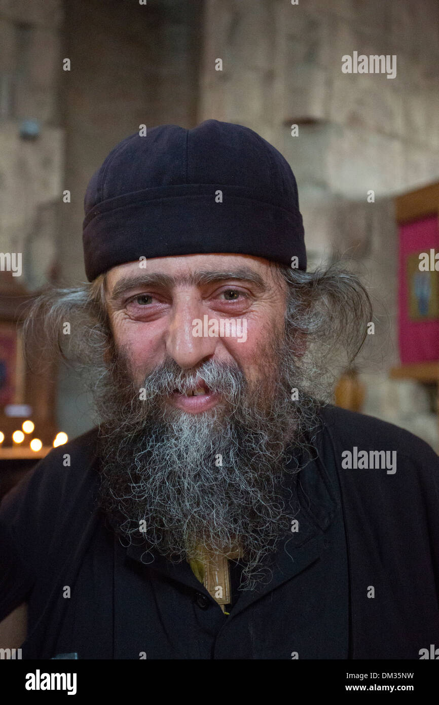 Mtskheta, black, church, Georgia, Caucasus, Eurasia, man, orthodox ...