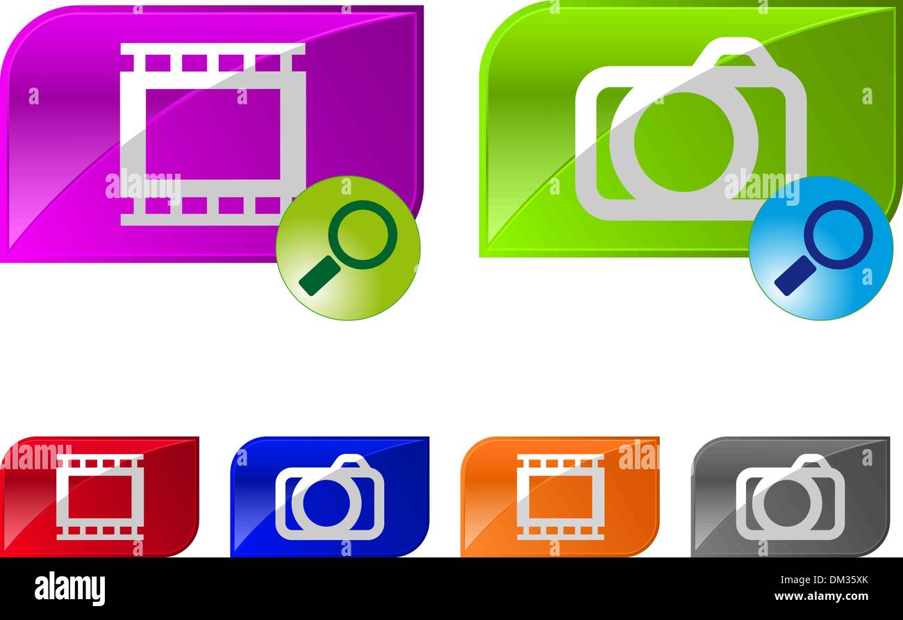 Glossy photo video buttons Stock Vector Image & Art - Alamy