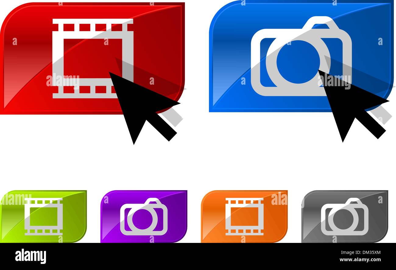 Glossy photo video buttons Stock Vector Image & Art - Alamy