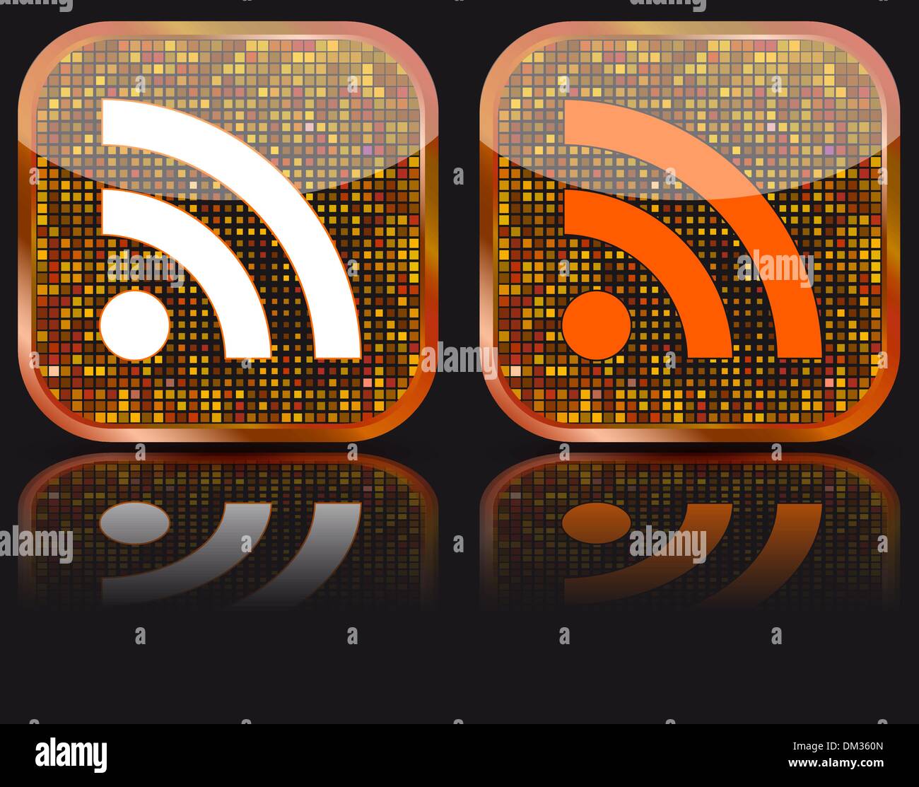 Icon RSS glossy button, vector illustration Stock Vector Image & Art ...