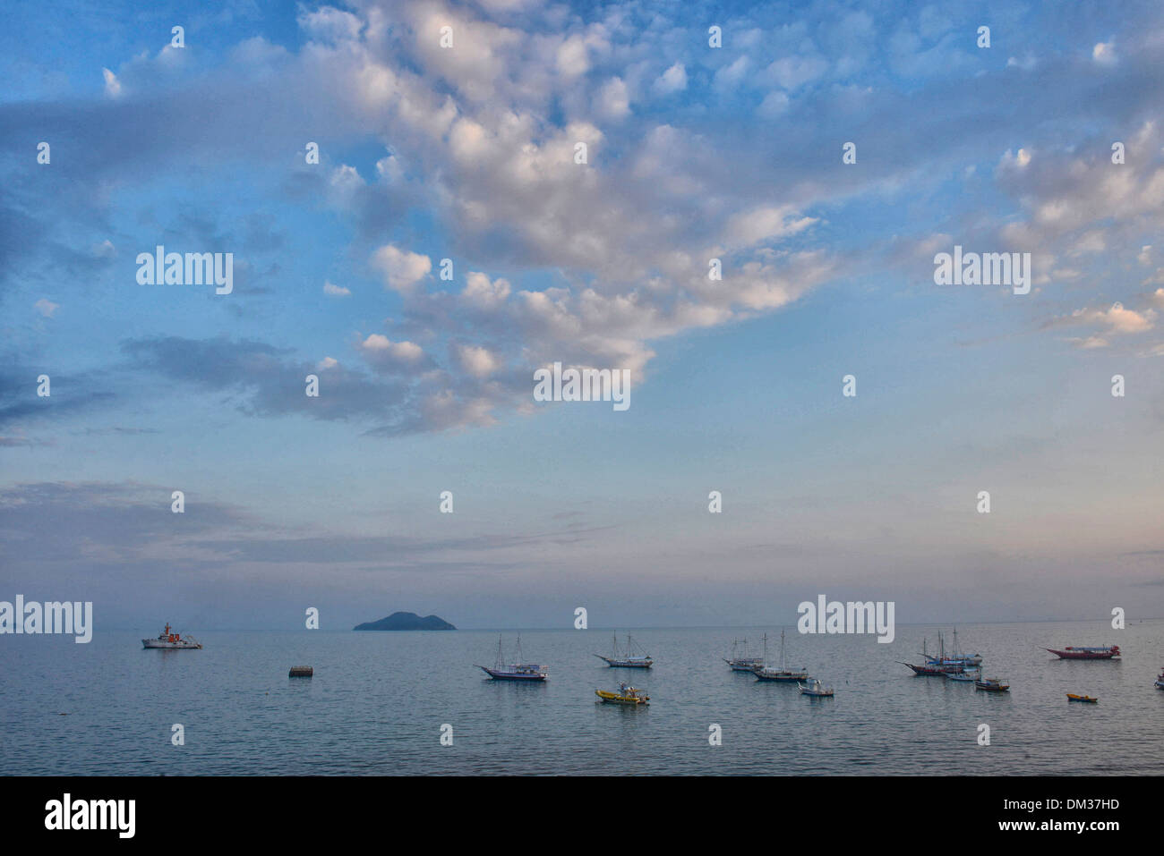 South America, Brazil, Buzios, waterfront, clouds, boats, coast, sea ...