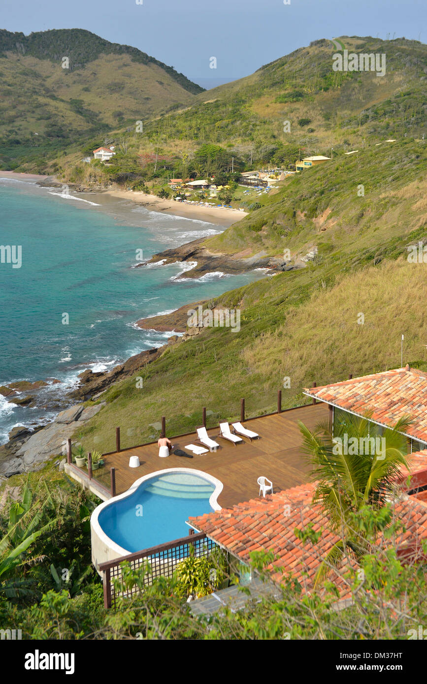 South America, Brazil, Buzios, house, coast, coastal, deck, pool Stock ...