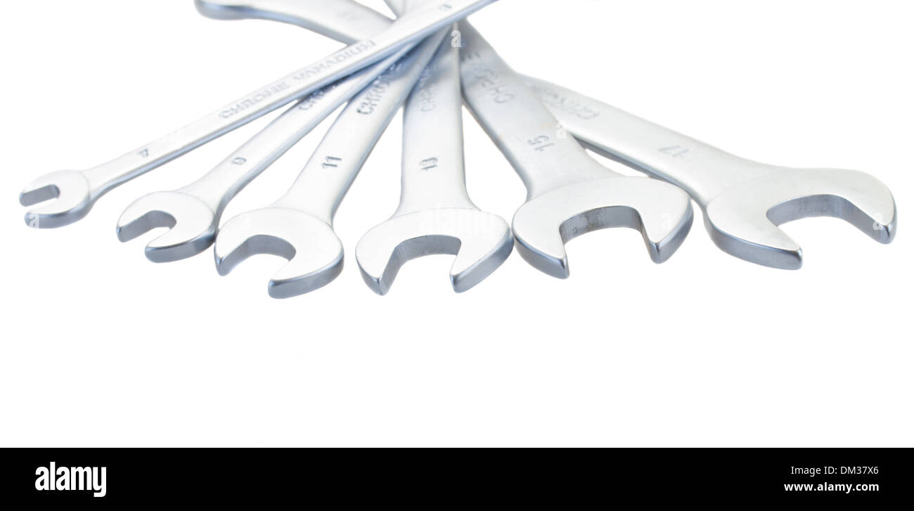 Set of metalic spanners Stock Photo - Alamy