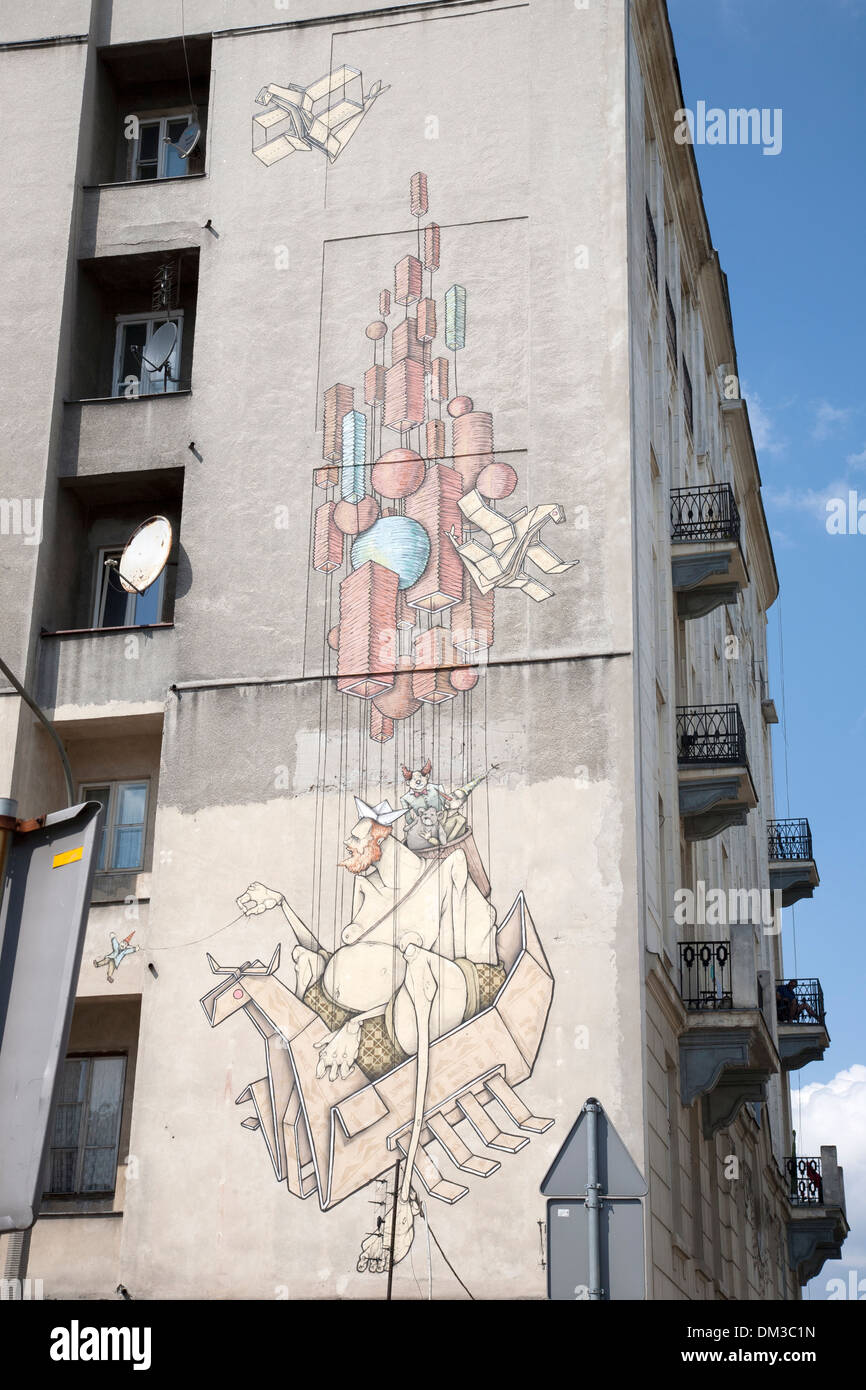 Modern Art Mural on Building Facade in Warsaw, Poland Stock Photo - Alamy