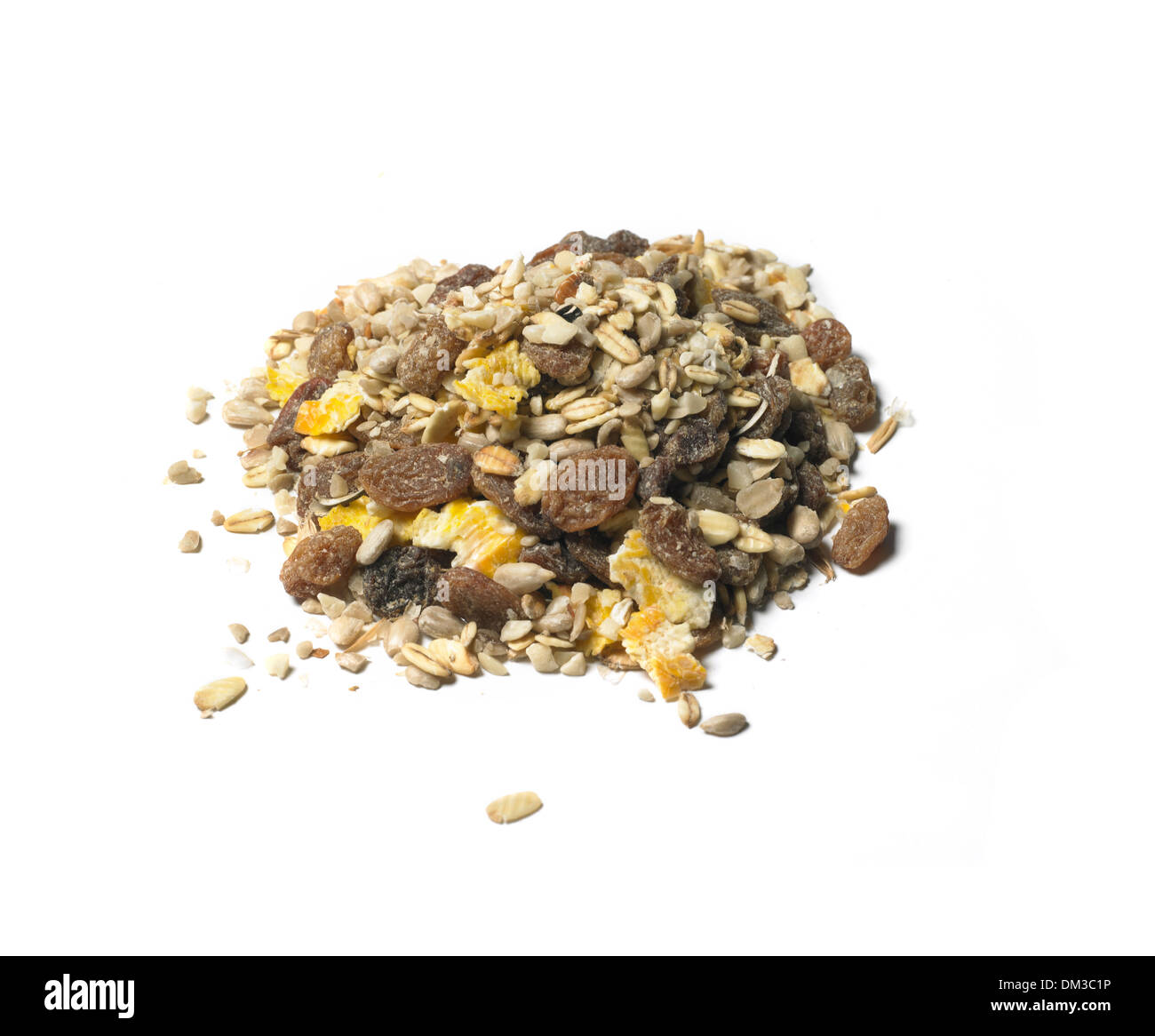 Ground bird seed mix cut out white background Stock Photo - Alamy