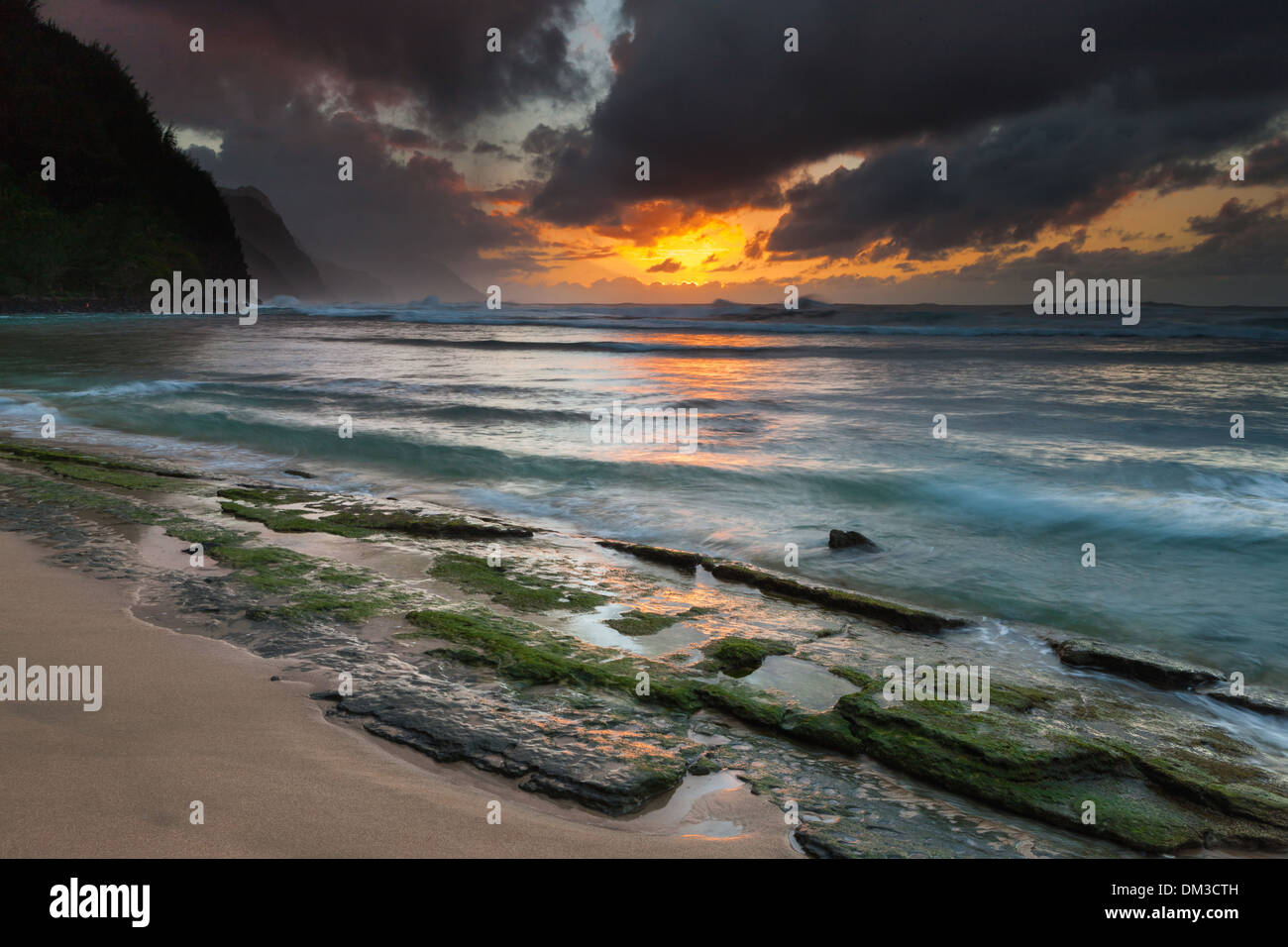 Kee Beach, USA, United States, America, Hawaii, Kauai, sea, Pacific, Na ...