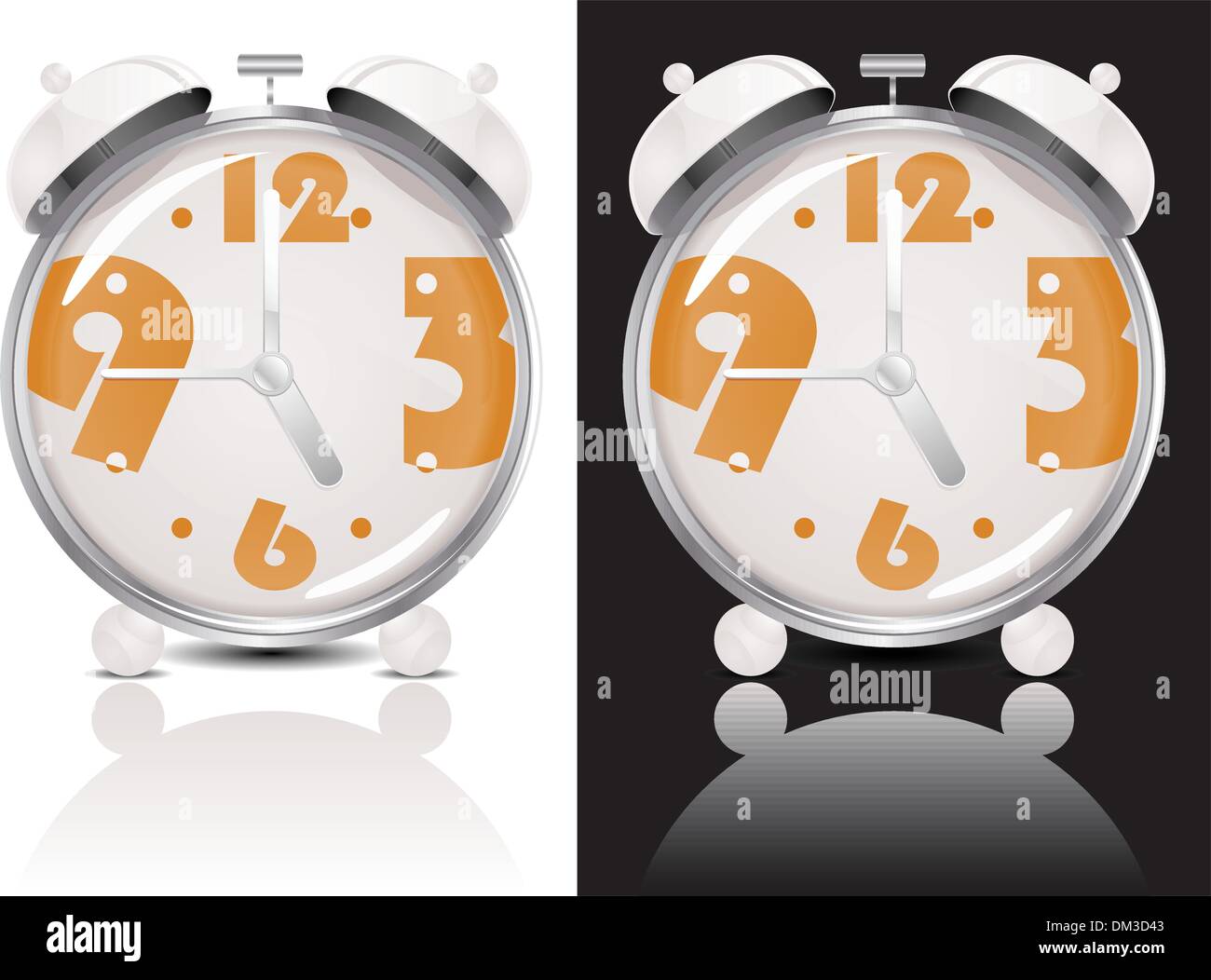 White Alarm Clock Stock Vector Image & Art - Alamy