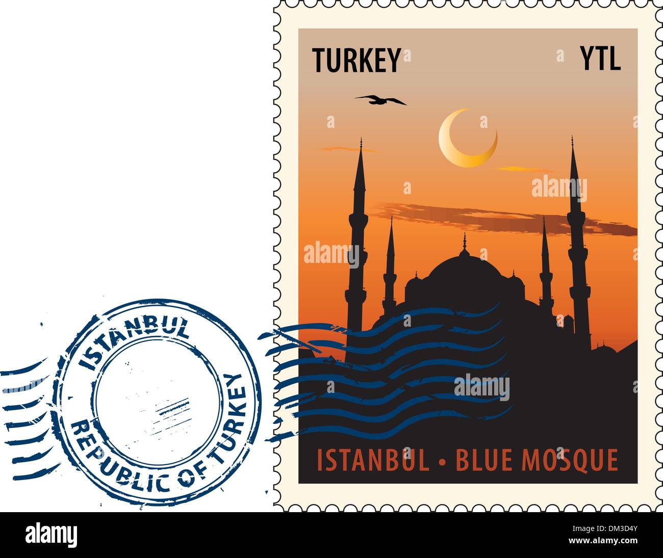 Philately stamp turkey postage Stock Vector Images - Alamy