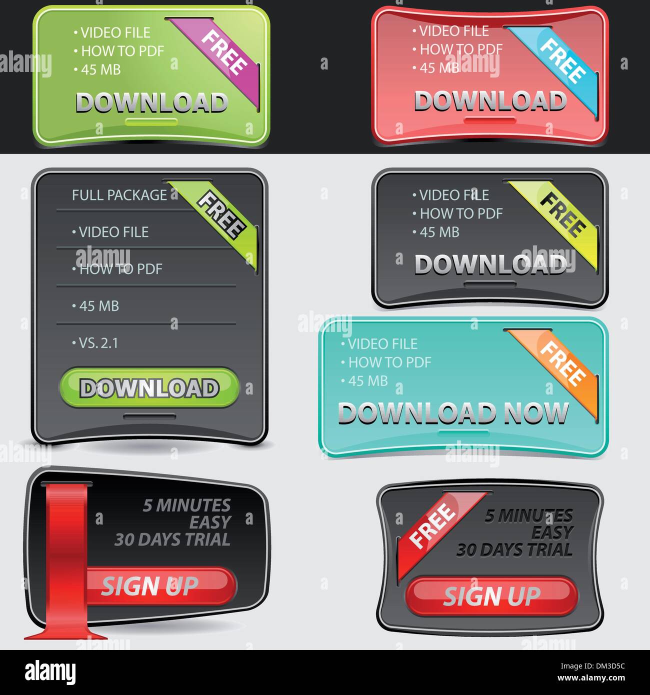 Web boxes set with labels Stock Vector Image & Art - Alamy