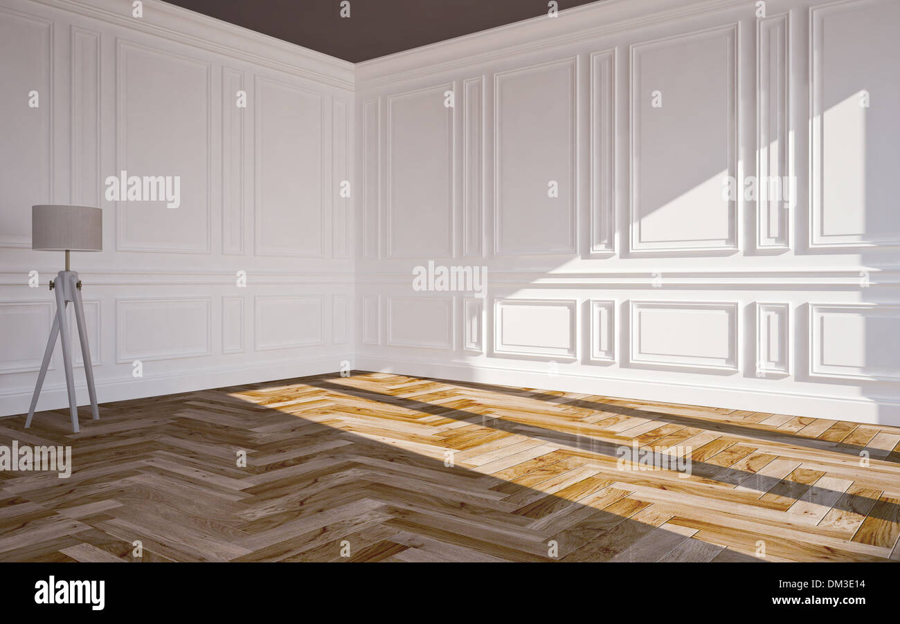 classic interior with lamp and wall panels Stock Photo - Alamy