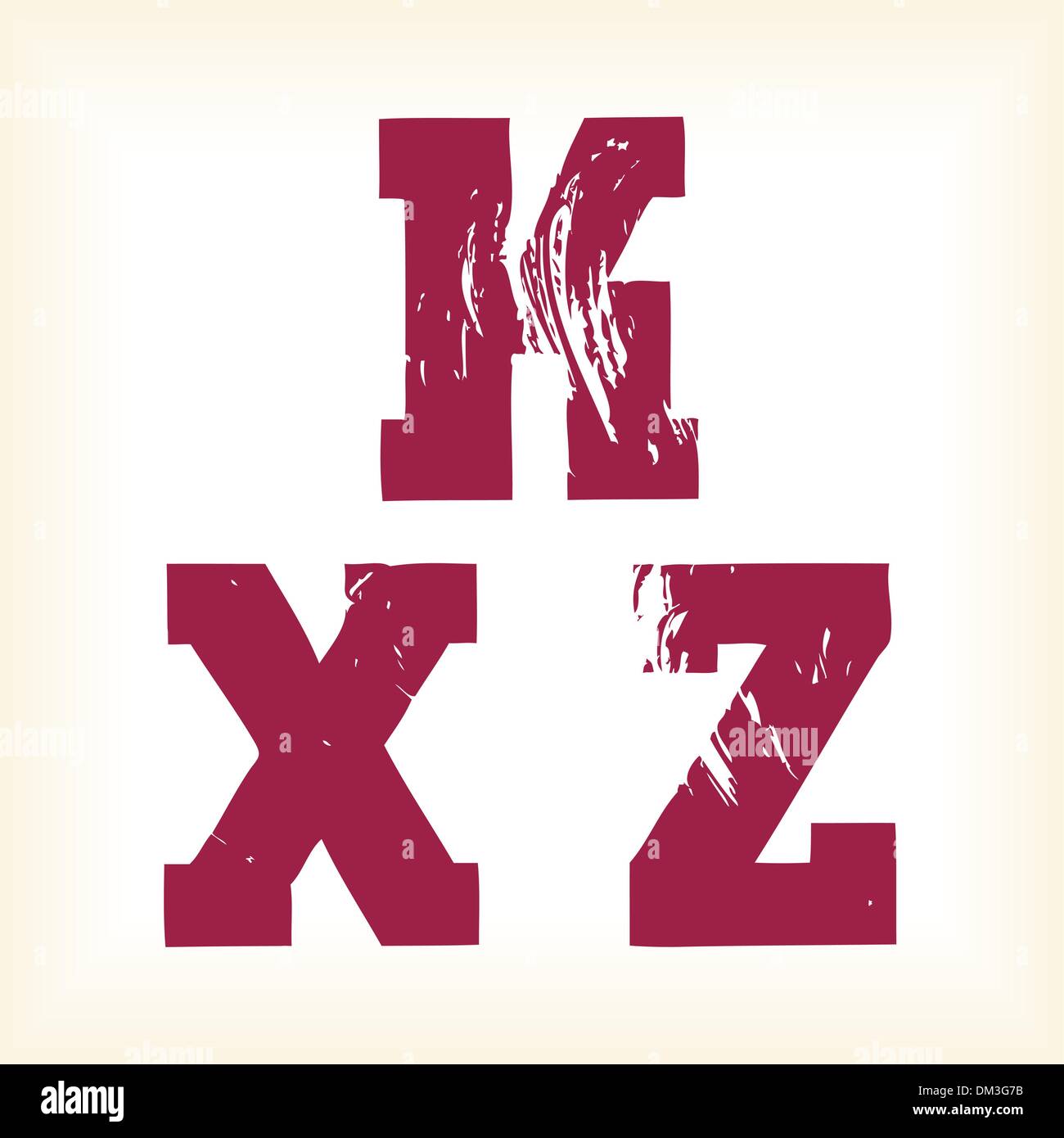 Grunge vector K, X & Z letters - vector type alphabet - slab serif font ...