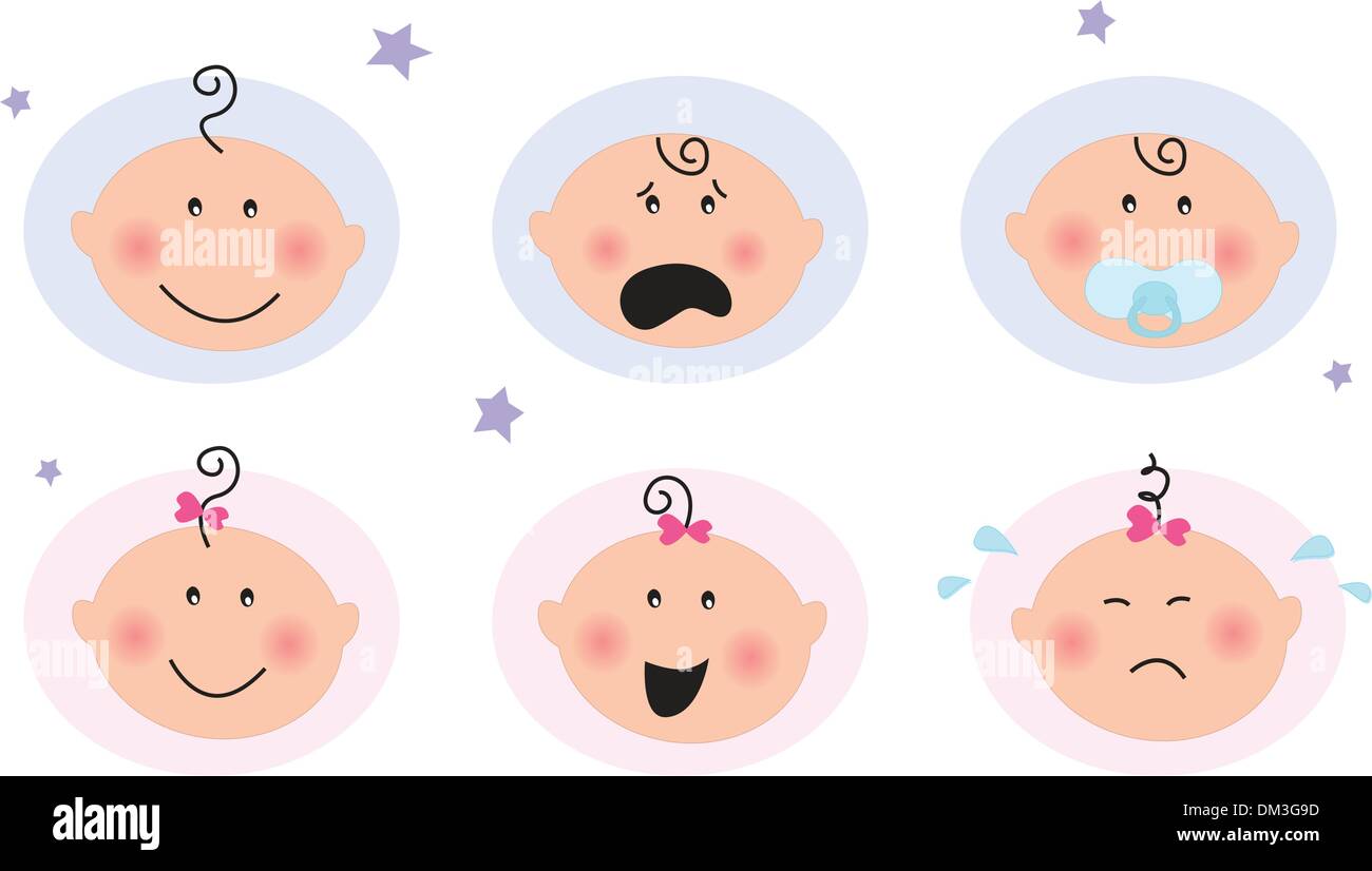 Baby boy and girl icons: facial expression Stock Vector Image & Art - Alamy