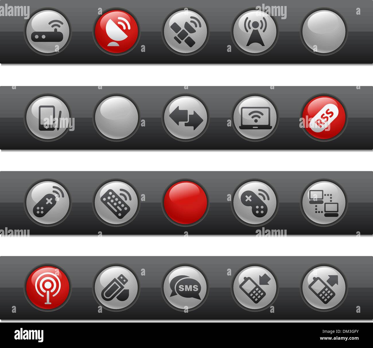 Wireless & Communications Icons // Button Bar Series Stock Vector Image ...