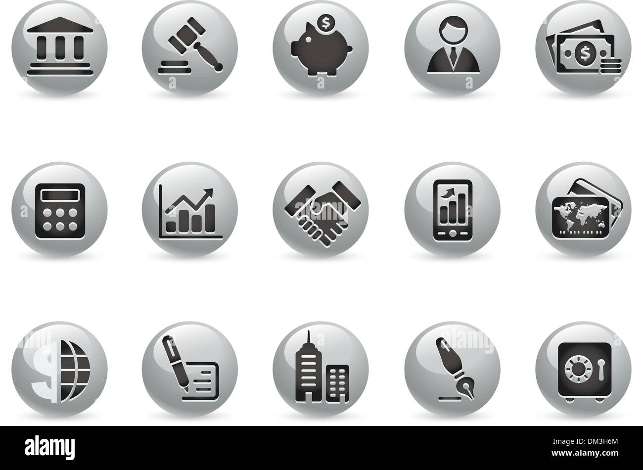 Business & Finance Web Icons // Metal Round Series Stock Vector Image ...