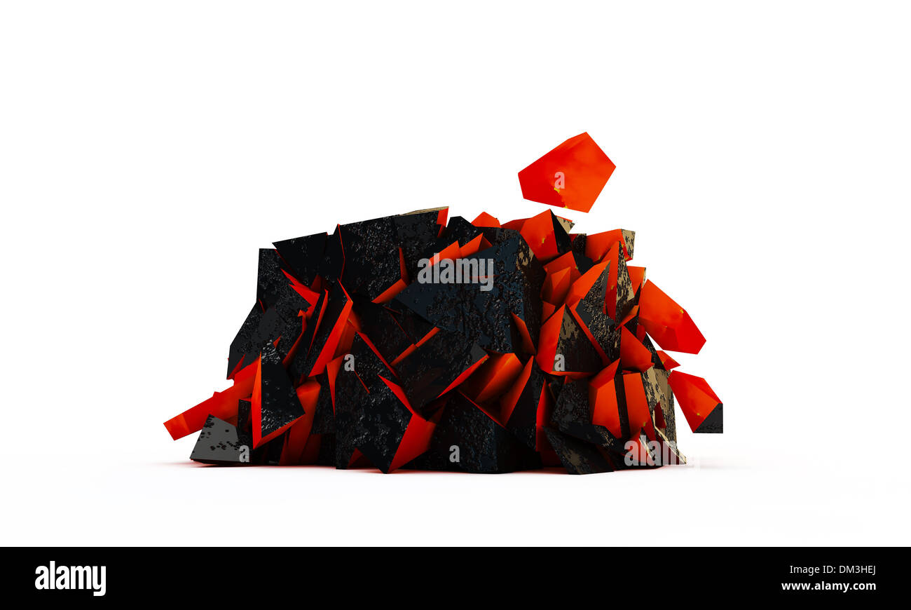 broken rock isolated on white background Stock Photo - Alamy