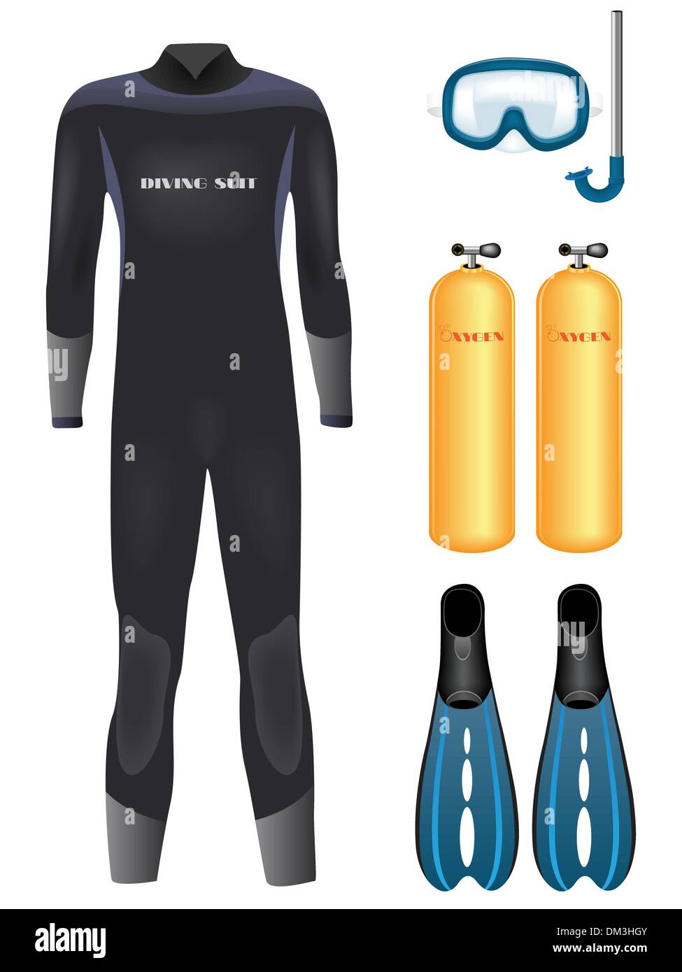 Diving equipment set scuba Stock Vector Images - Alamy