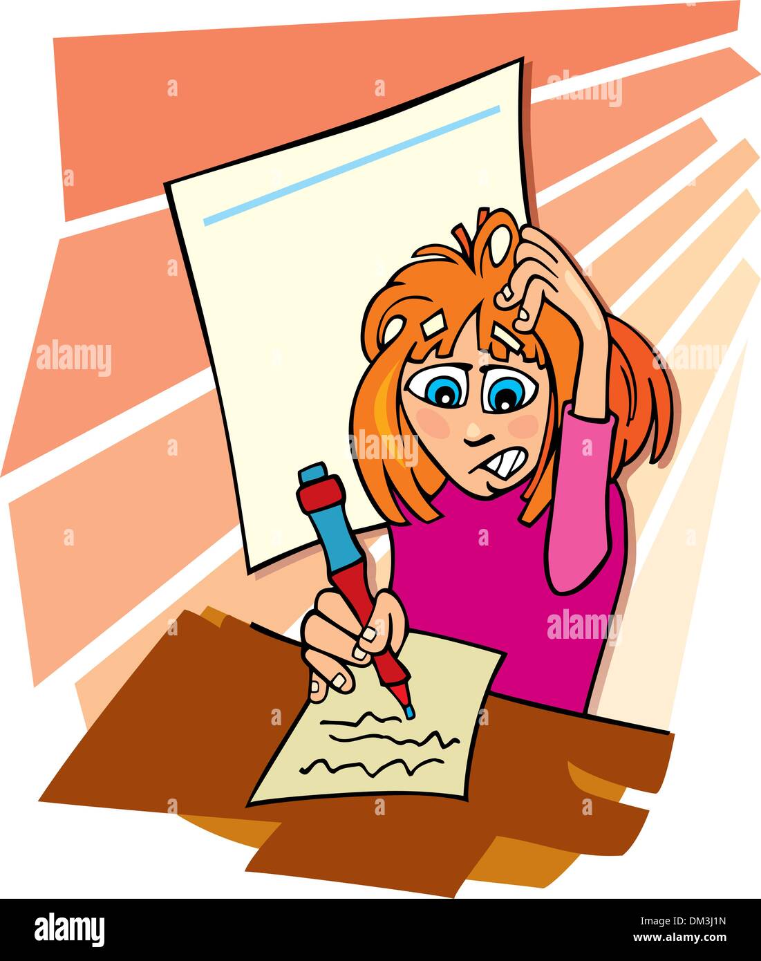 teenage girl and difficult class-test Stock Vector Image & Art - Alamy