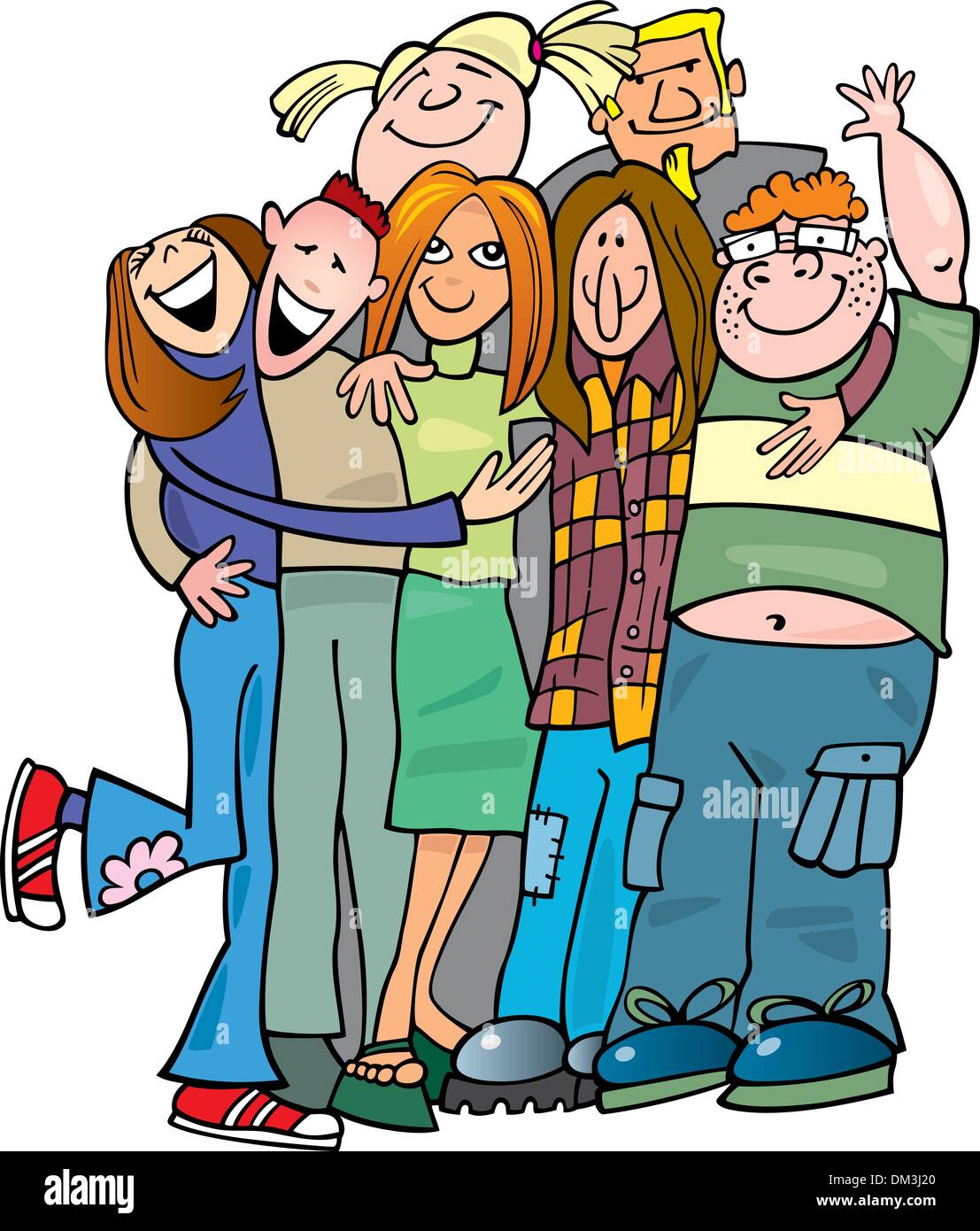 school teens group giving hug Stock Vector Image & Art - Alamy