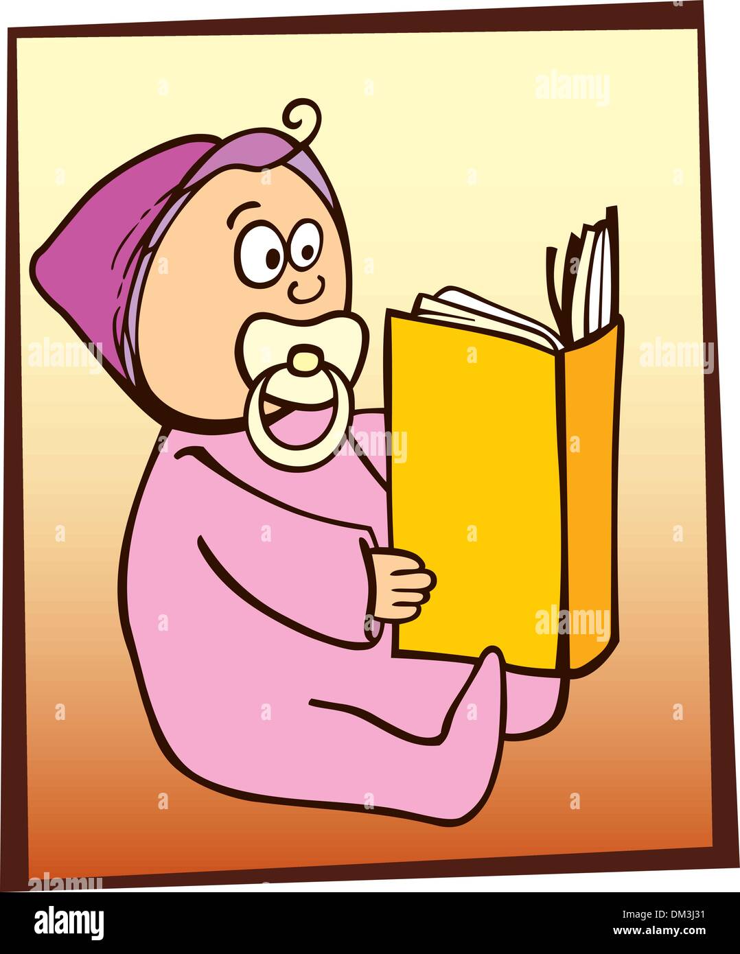 Illustration baby reading book Stock Vector Images - Alamy