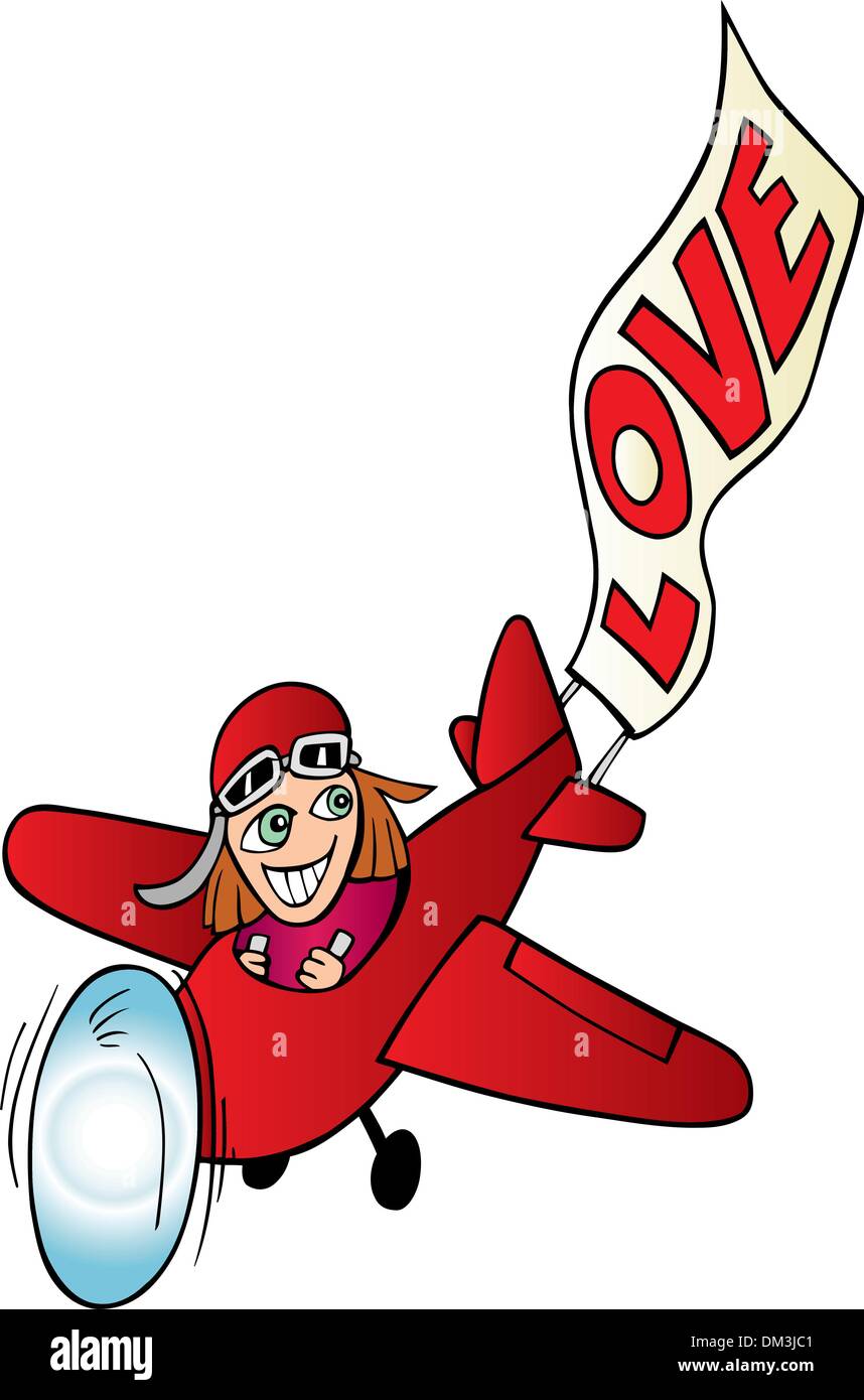 girl in airplane with love sign Stock Vector Image & Art - Alamy