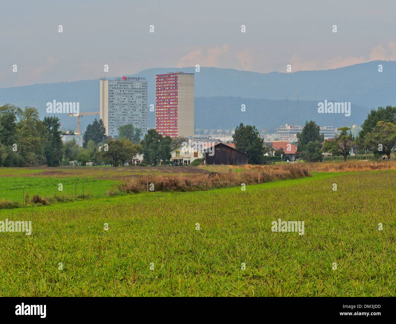 Aargau Switzerland agglomeration Spreitenbach shopping center fields ...