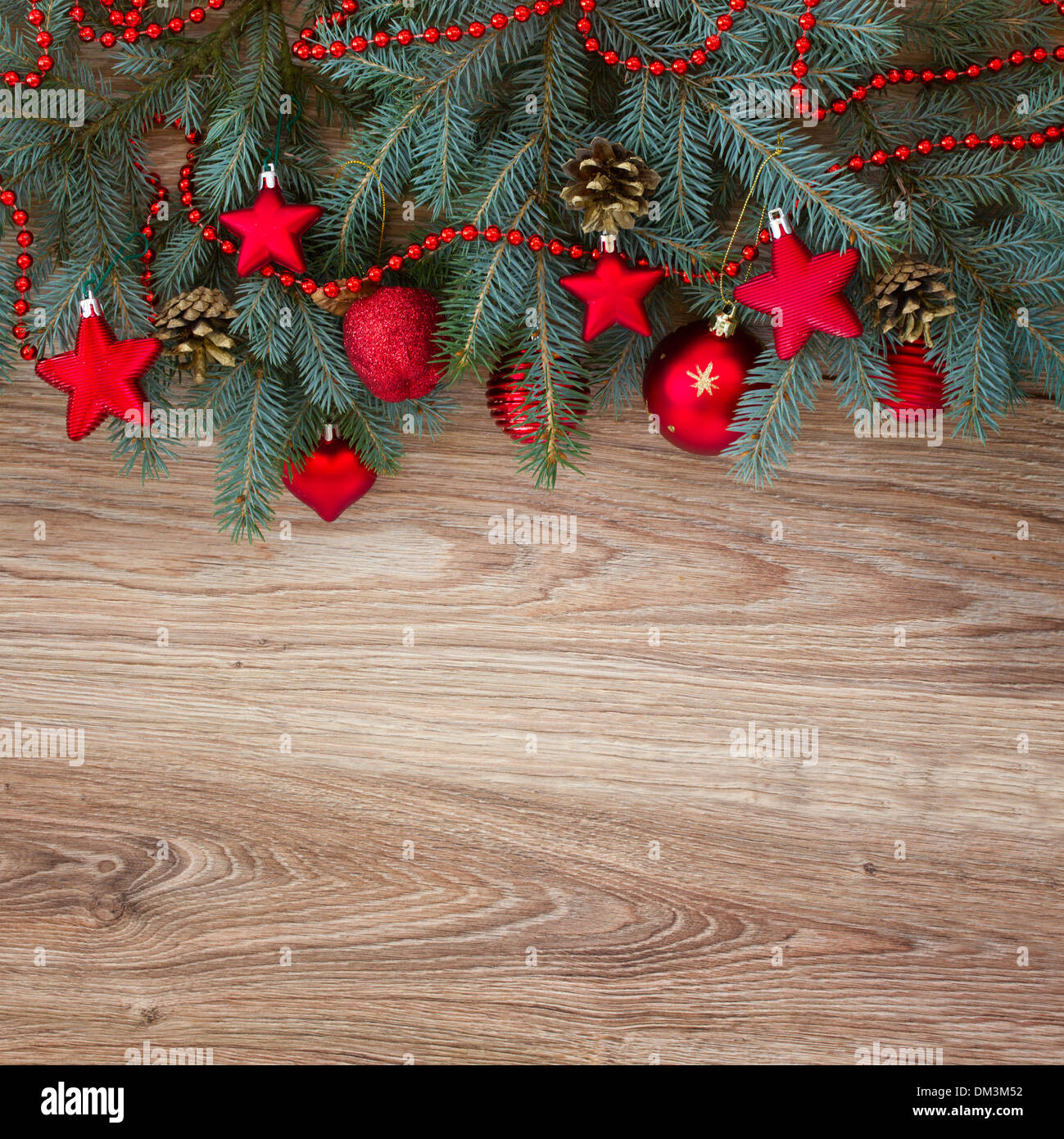decorated fir tree border Stock Photo - Alamy