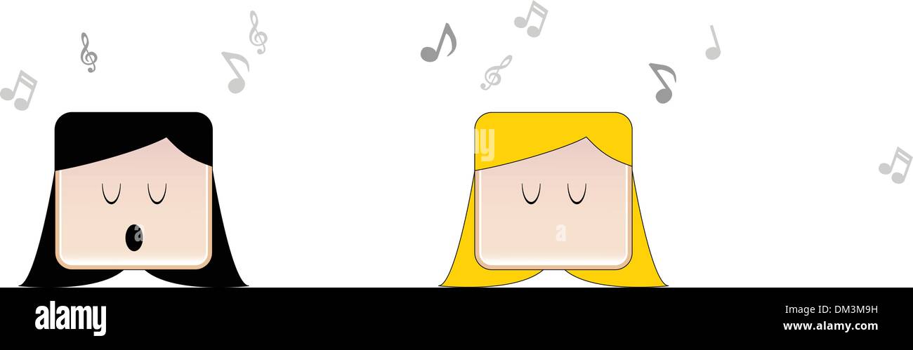 People in choir singing with music notes hi-res stock photography and ...