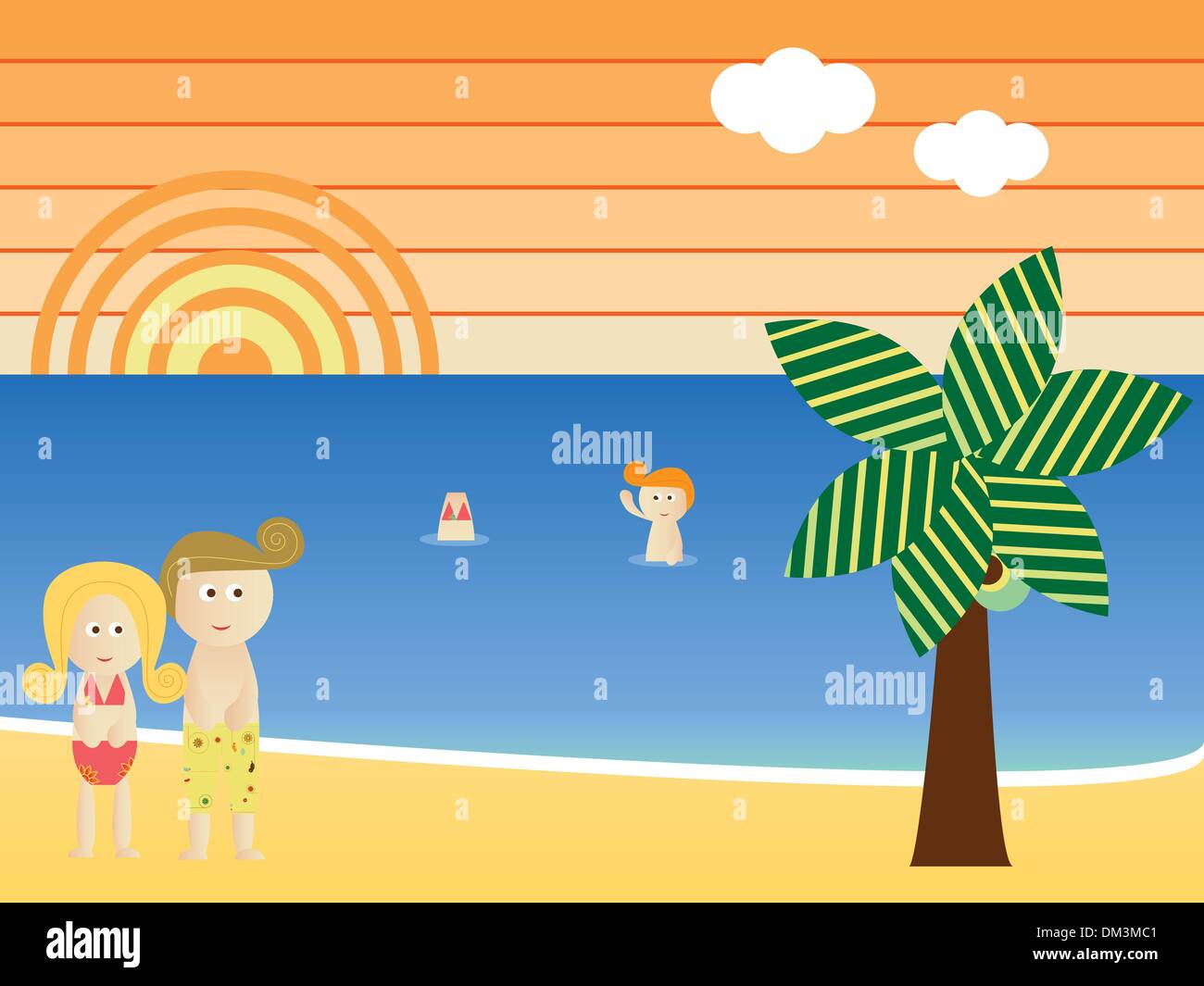 Retro family beach Stock Vector Images - Alamy