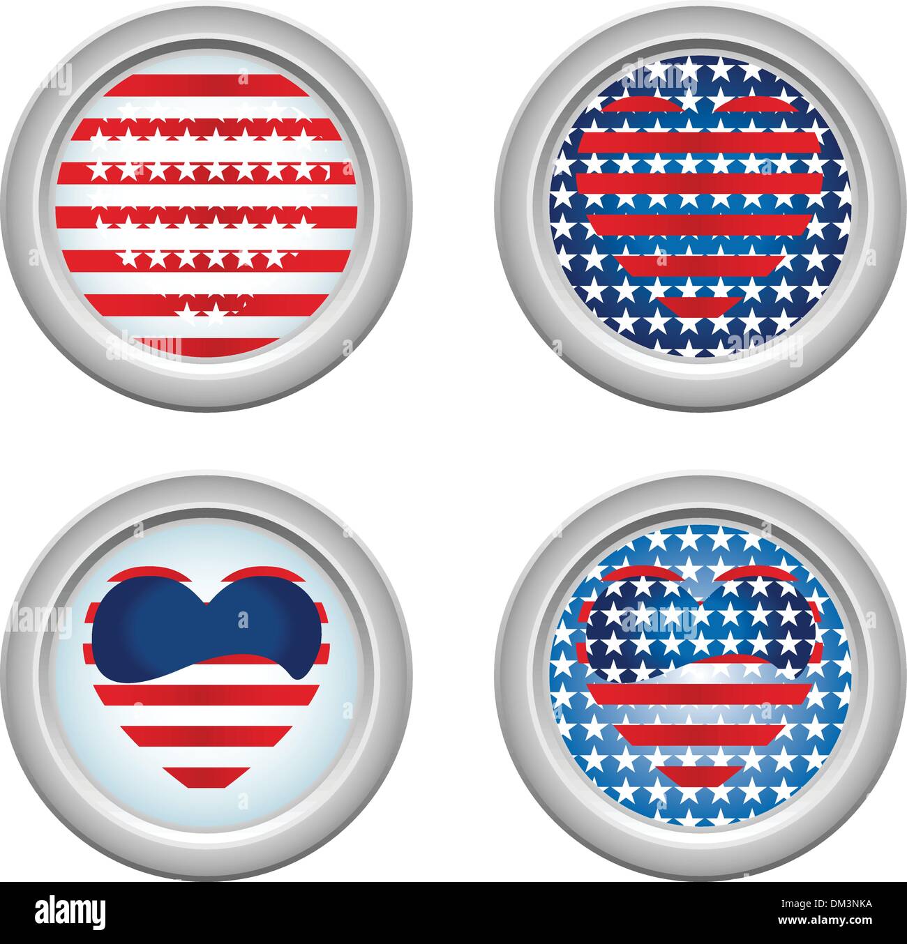USA Buttons Heart Stock Vector Image & Art - Alamy