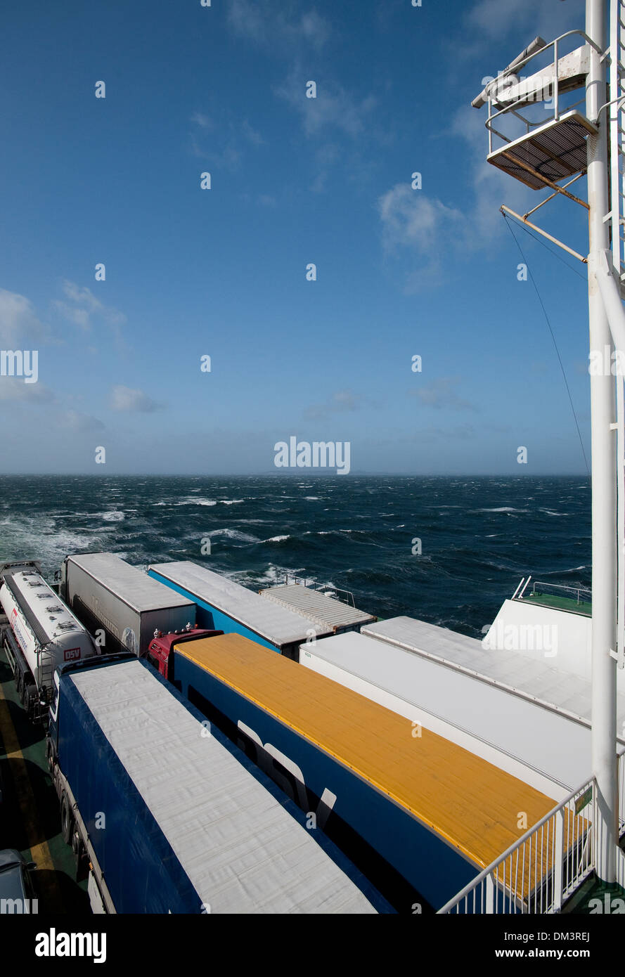 Trailer deck on at ro/pax-ferry Stock Photo - Alamy