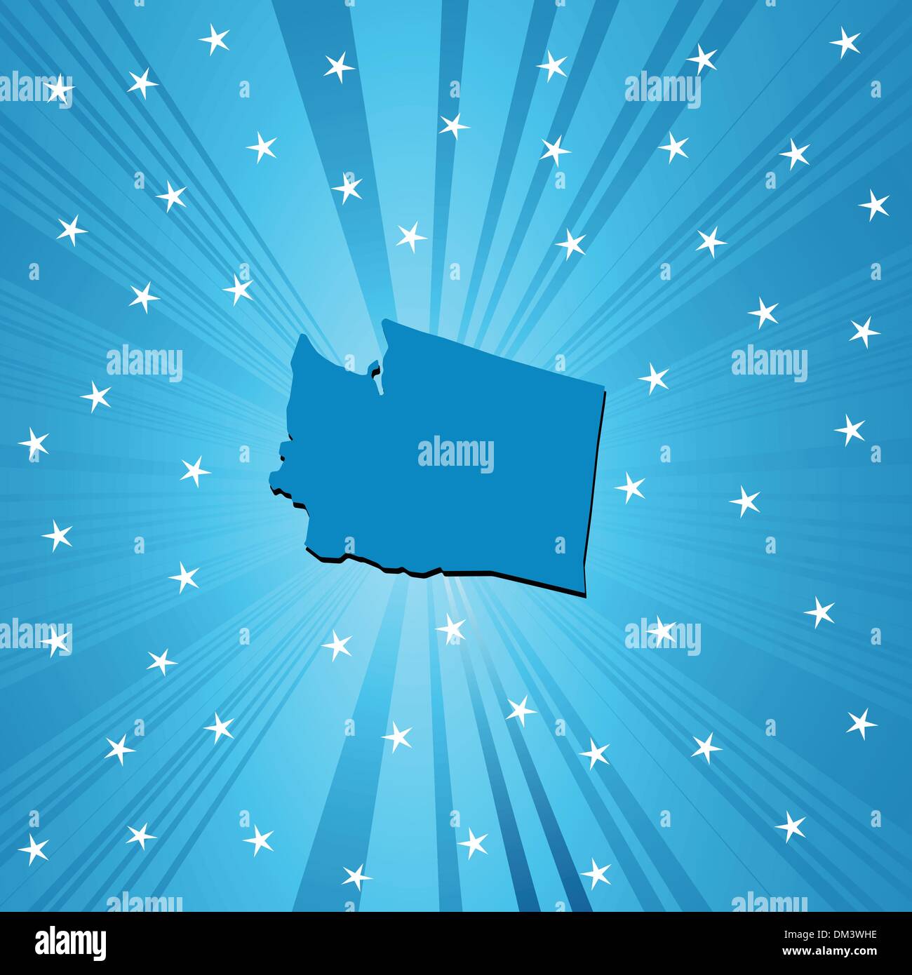 Blue Washington map Stock Vector Image & Art - Alamy