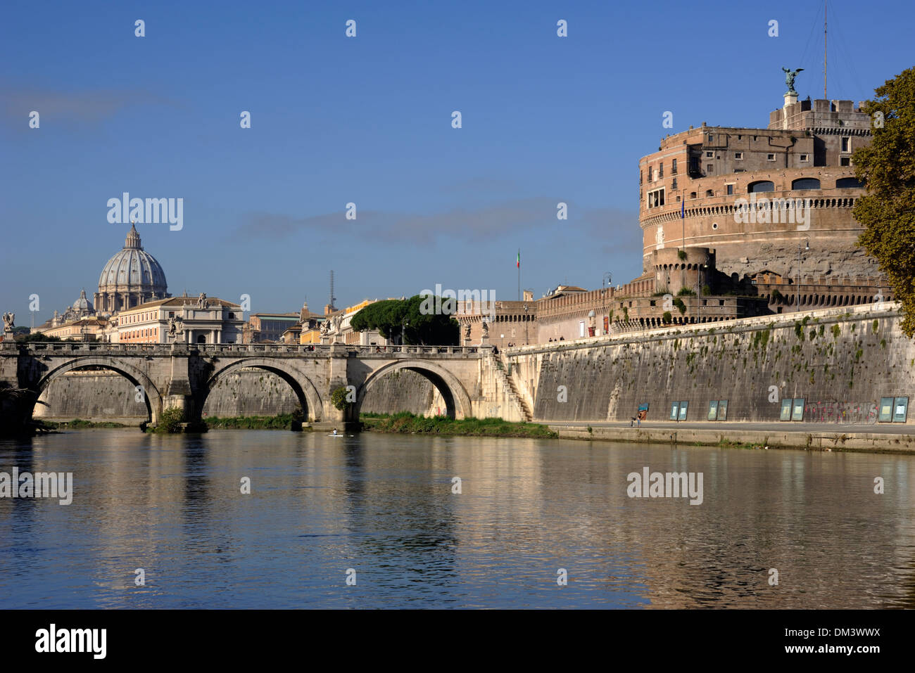 Italy, Rome, Tiber river, Castel Sant'Angelo, bridge and St Peter's basilica Stock Photo - Alamy