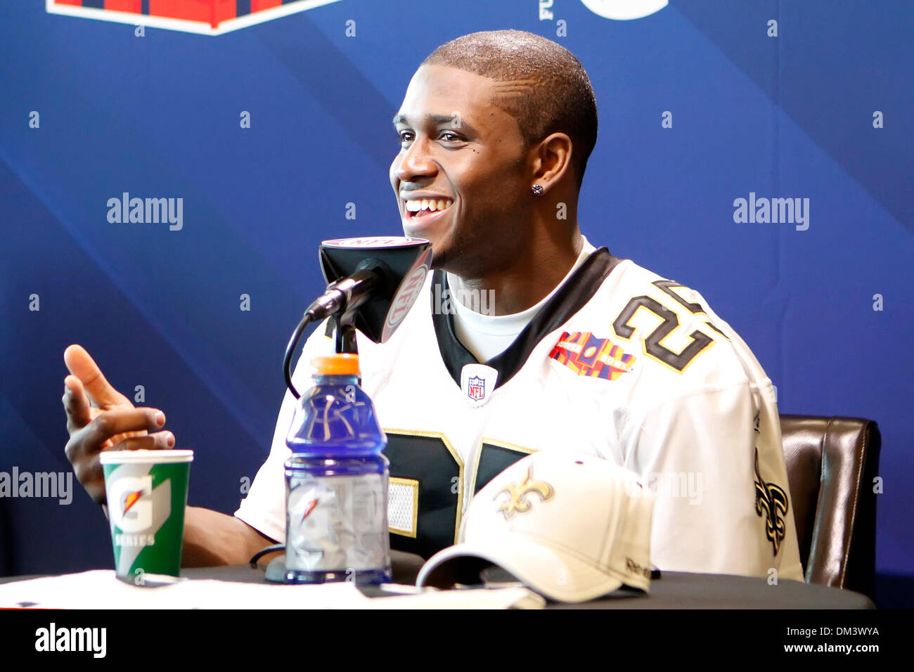 New Orleans Saints Reggie Bush answers questions from reporters during ...