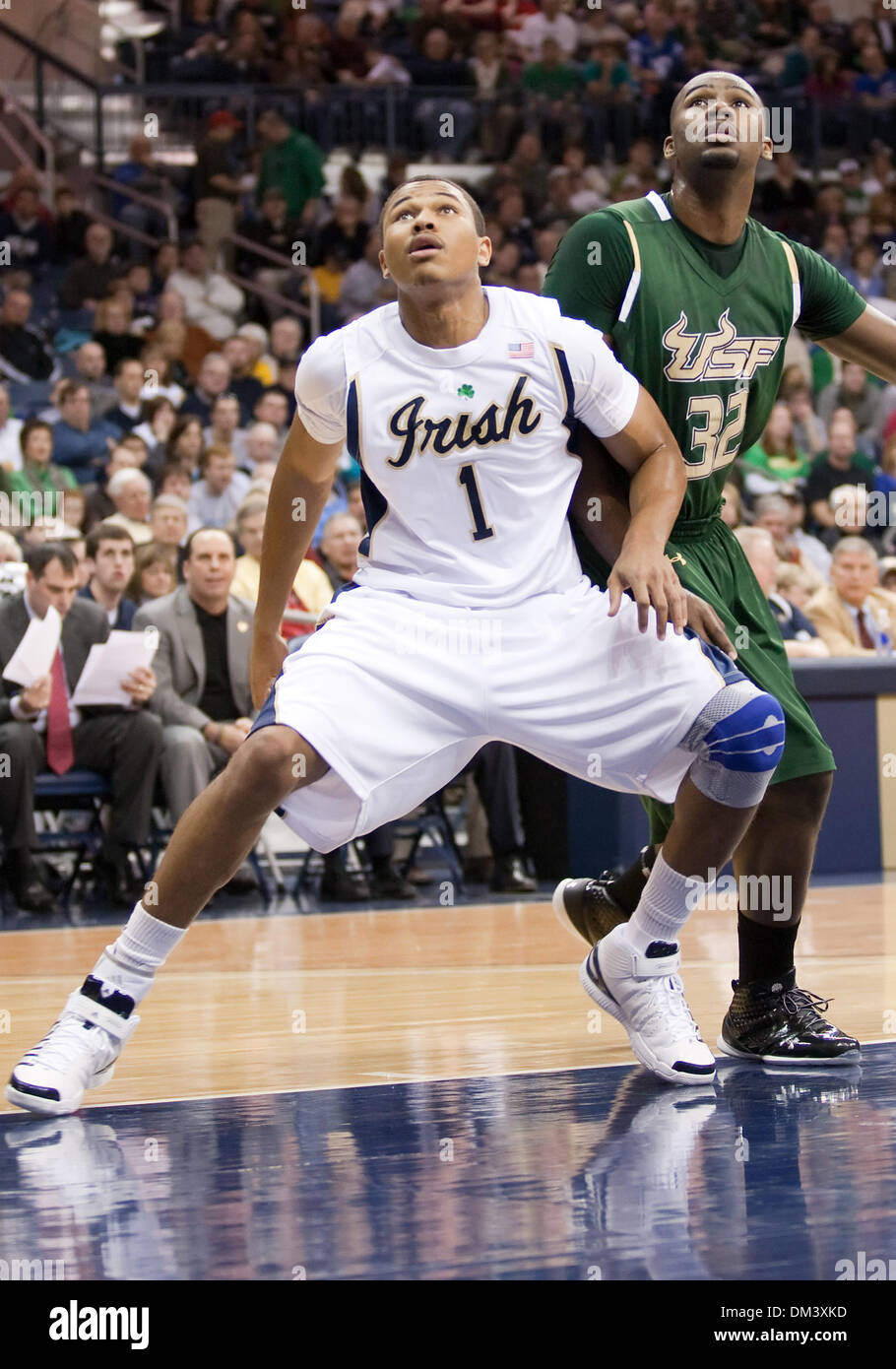 Notre Dame Forward Tyrone Nash (1) and South Florida Forward Toarlyn ...